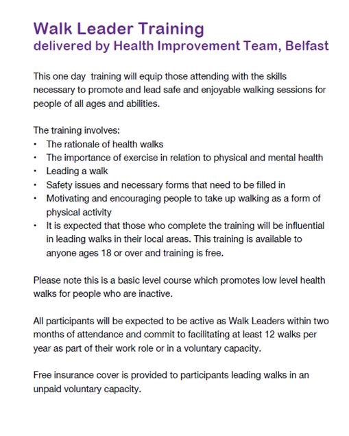 Walk Leader Training | B Well Belfast