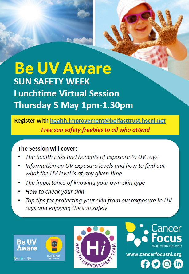 Sun Safety Week - Lunchtime virtual session by Cancer Focus | B Well ...