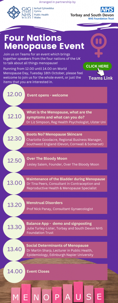 World Menopause 2022 - Event PHW & Torbay NHS Trust | B Well Belfast