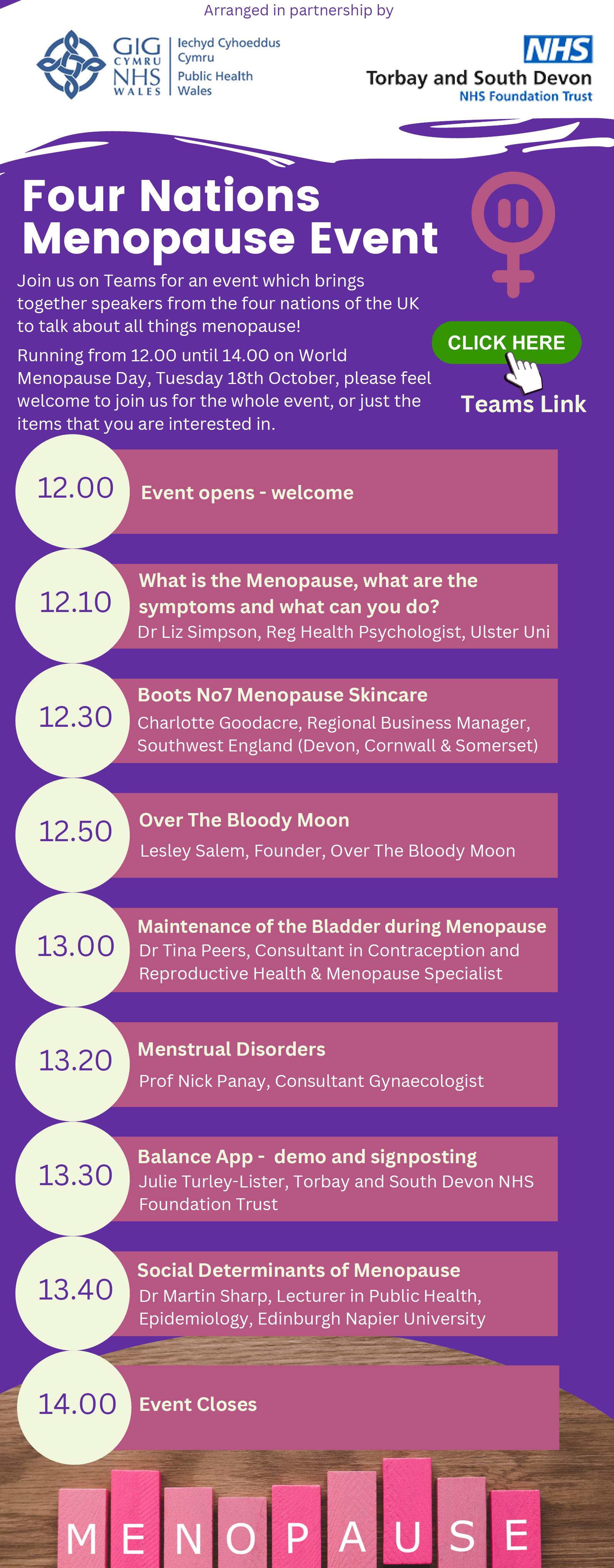 World Menopause 2022 - Event PHW & Torbay NHS Trust | B Well Belfast